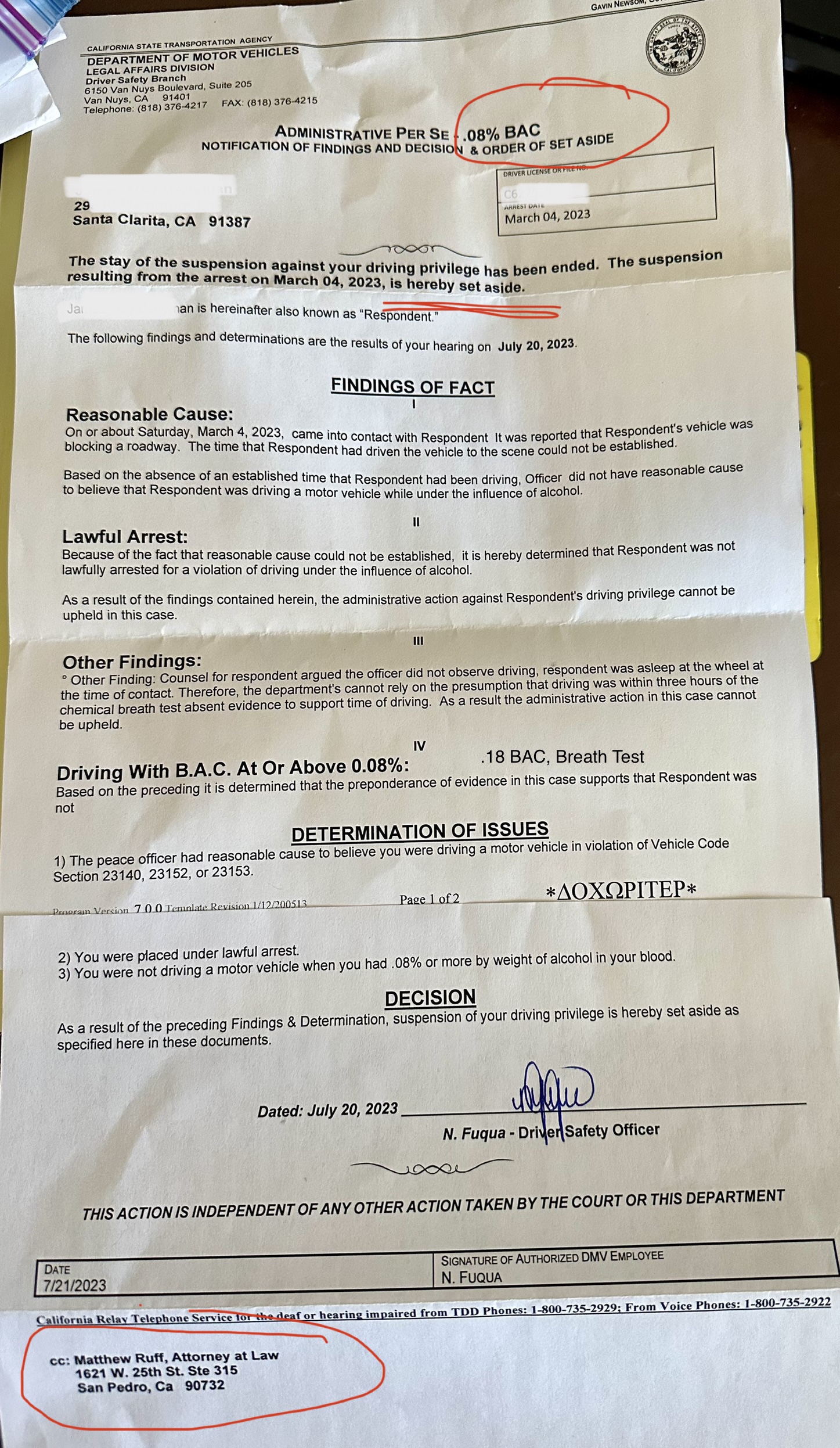 Torrance DUI Attorney Matthew Ruff Wins DMV Hearing, Throwing Out .18 ...